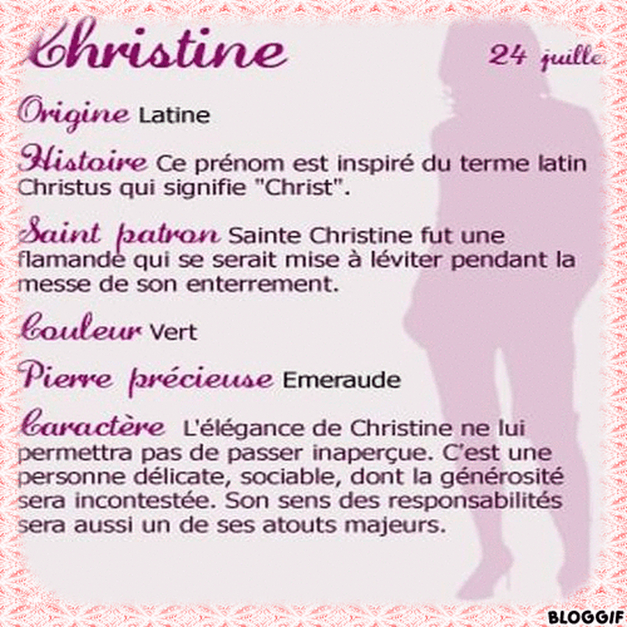 Signification du prénom Christine.
